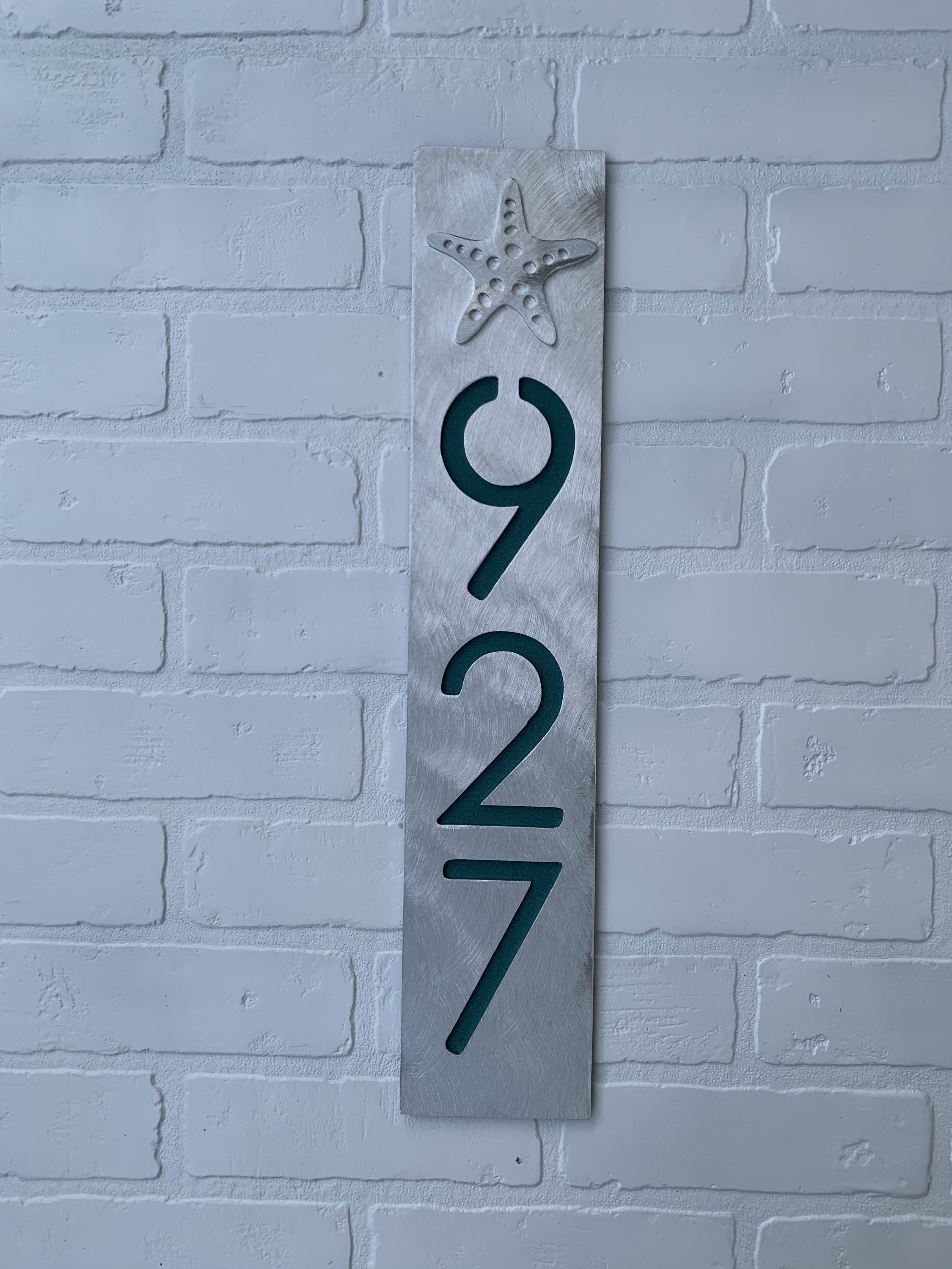 Contemporary Coastal Living Metal Address Sign | Starfish Emblem ...