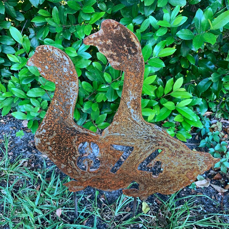 Rusty Metal Geese Personalized Sign House Number Sign - Etsy