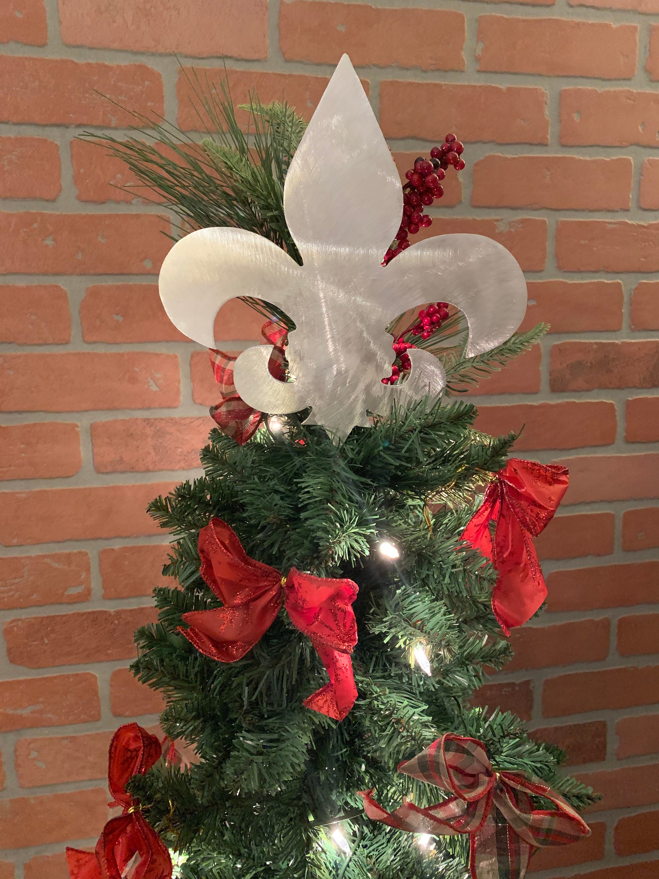 Fleur De Lis Handmade Silver Gold or Purple Tree Topper | Etsy