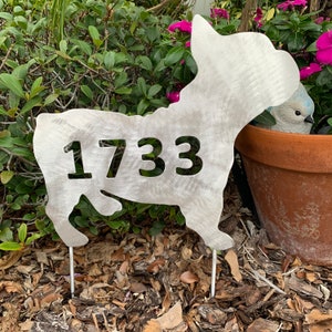 Metal Sign French Bulldog Silhouette, Personalizable House Number or ...