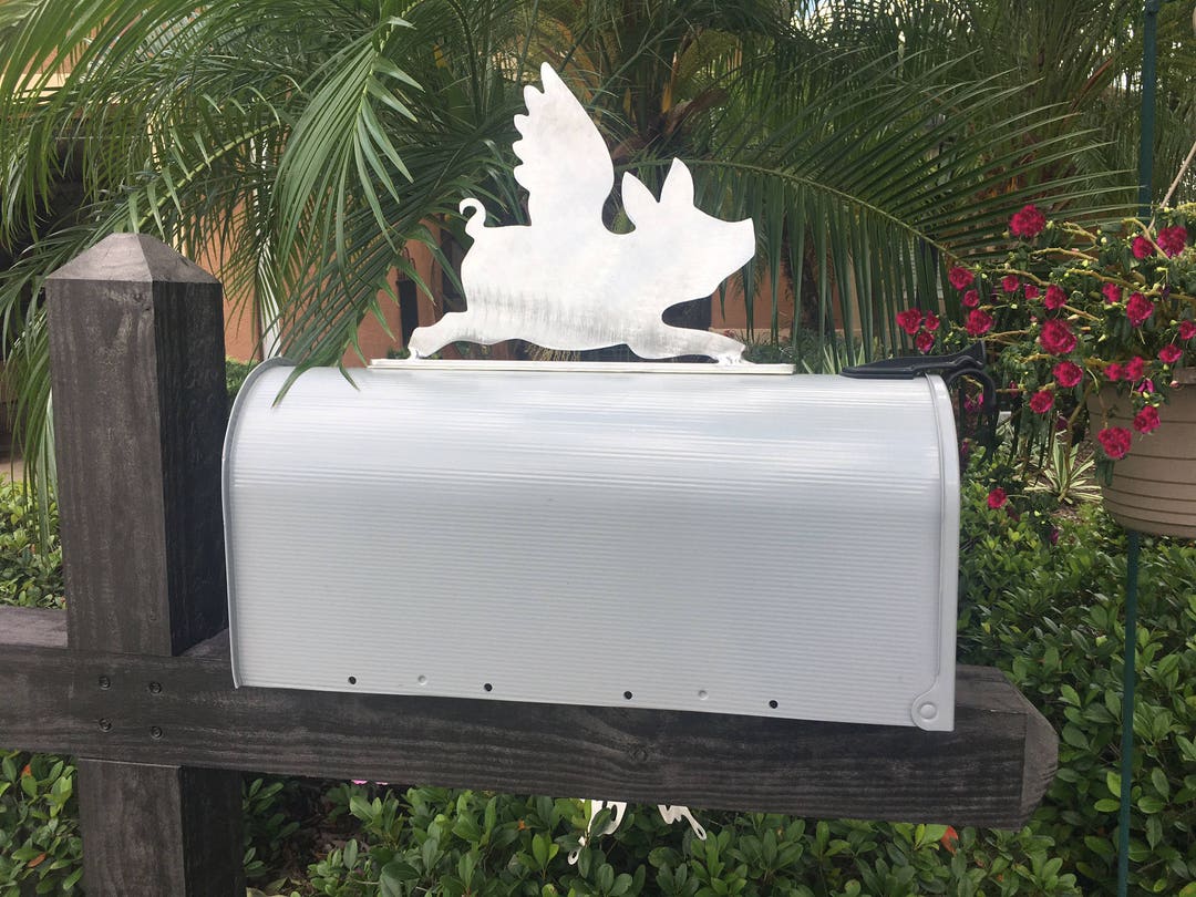 The Flying Pig, Metal Mailbox Topper, OR Wall Art, Yard Stake, Shelf ...