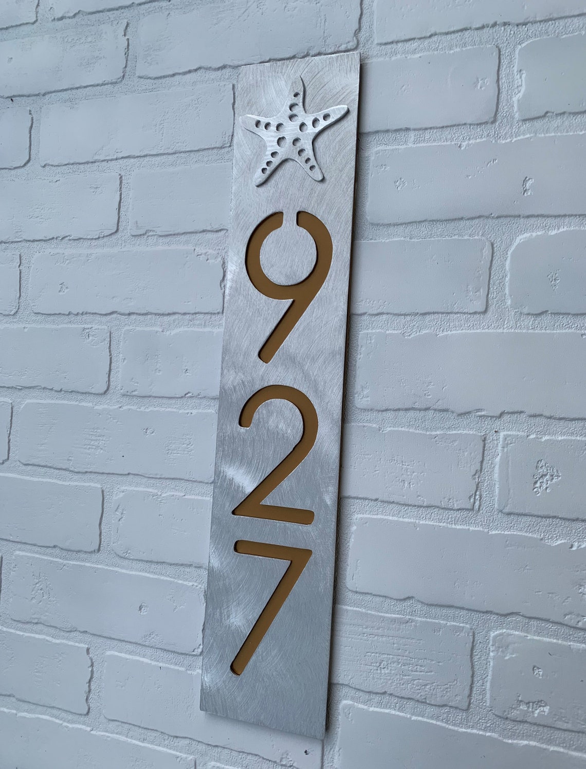 Contemporary Coastal Living Metal Address Sign | Starfish Emblem ...