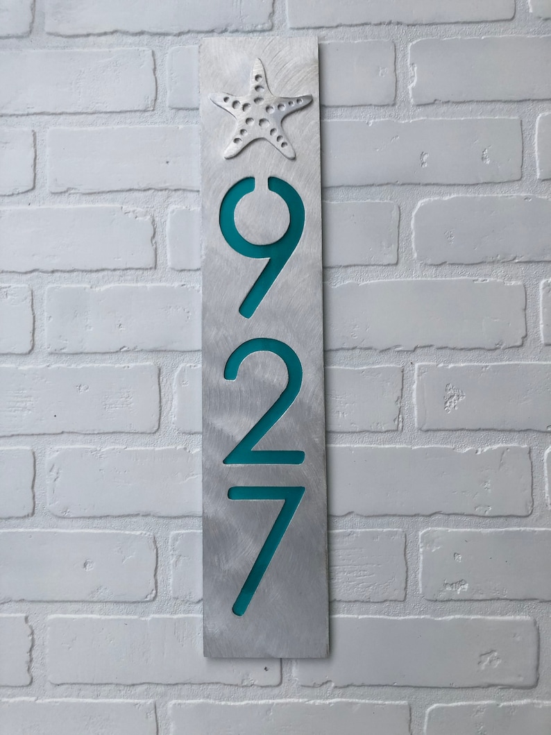 Contemporary Coastal Living Metal Address Sign Starfish - Etsy