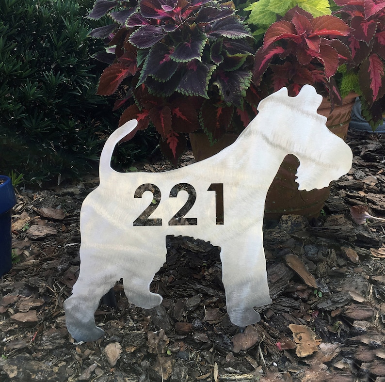 Unique and Beautiful House Number Sign Wire Hair Fox Terrier | Etsy