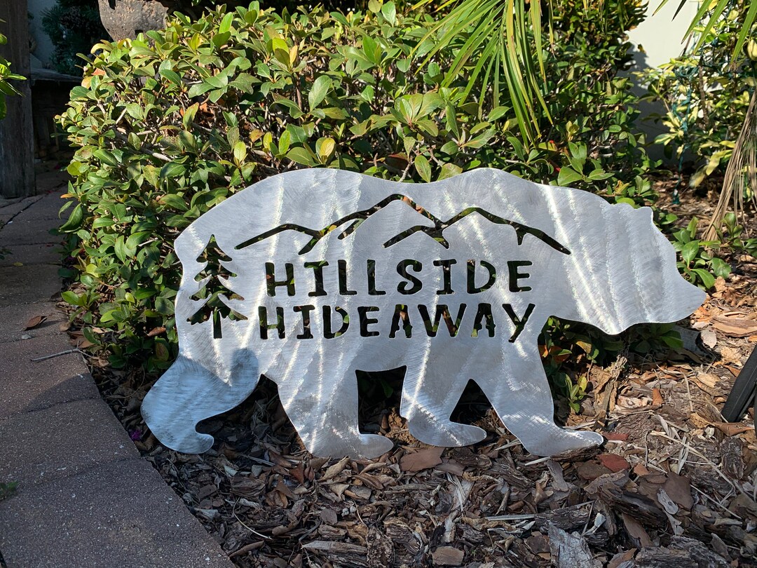 Large Metal Bear Sign, Personalized With Any Text, Yard Stake or Wall ...