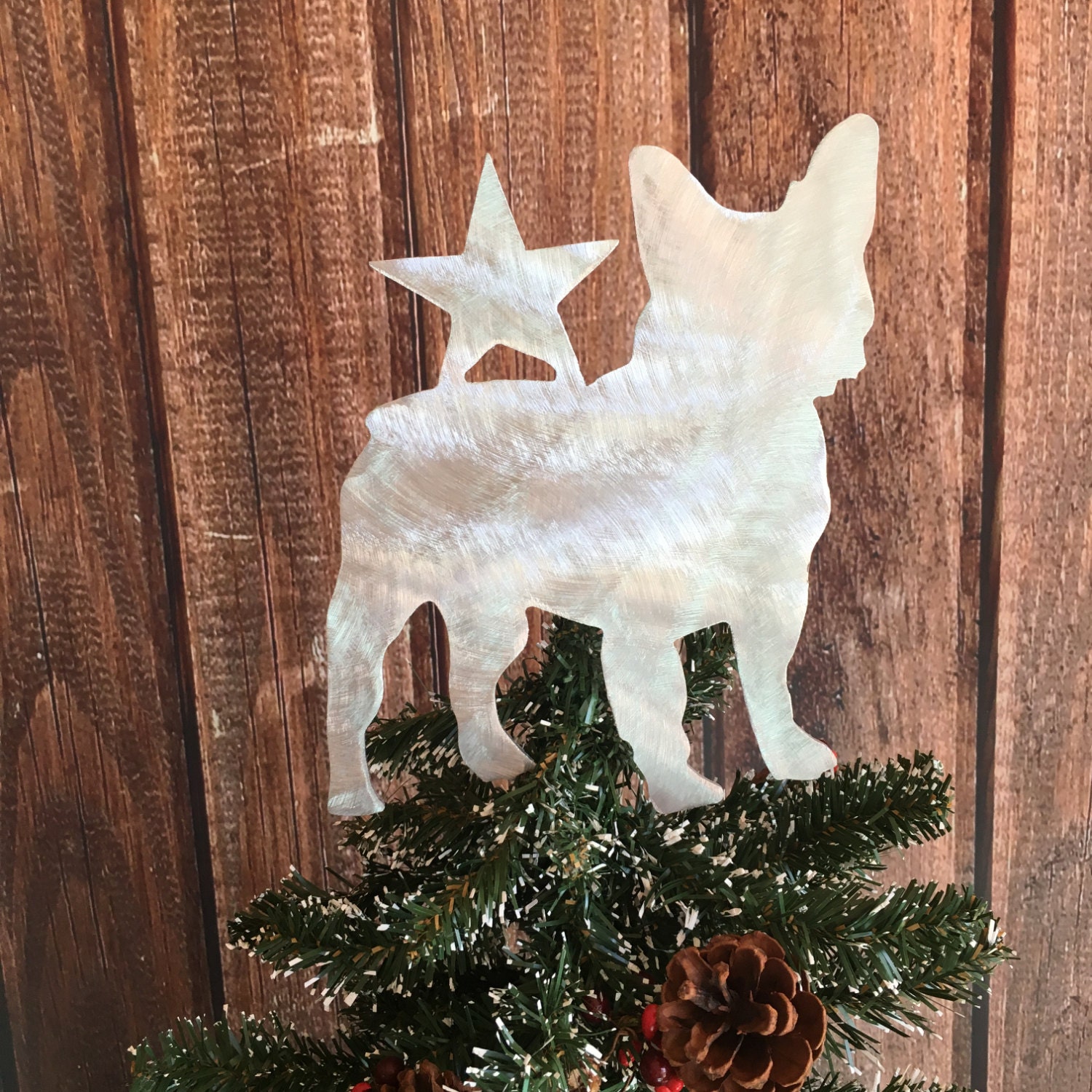 French Bulldog Star Dog Tree Topper, Holiday Decoration, Aluminum ...