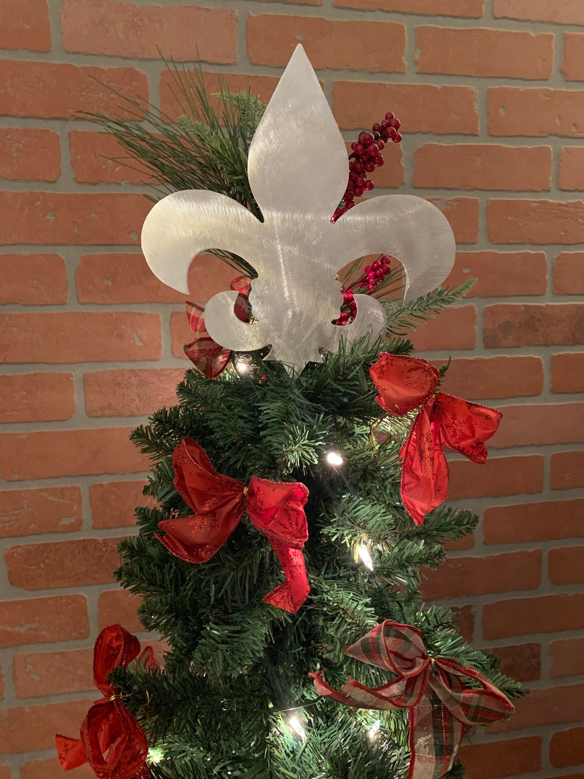 Fleur De Lis Handmade Silver Gold or Purple Tree Topper | Etsy