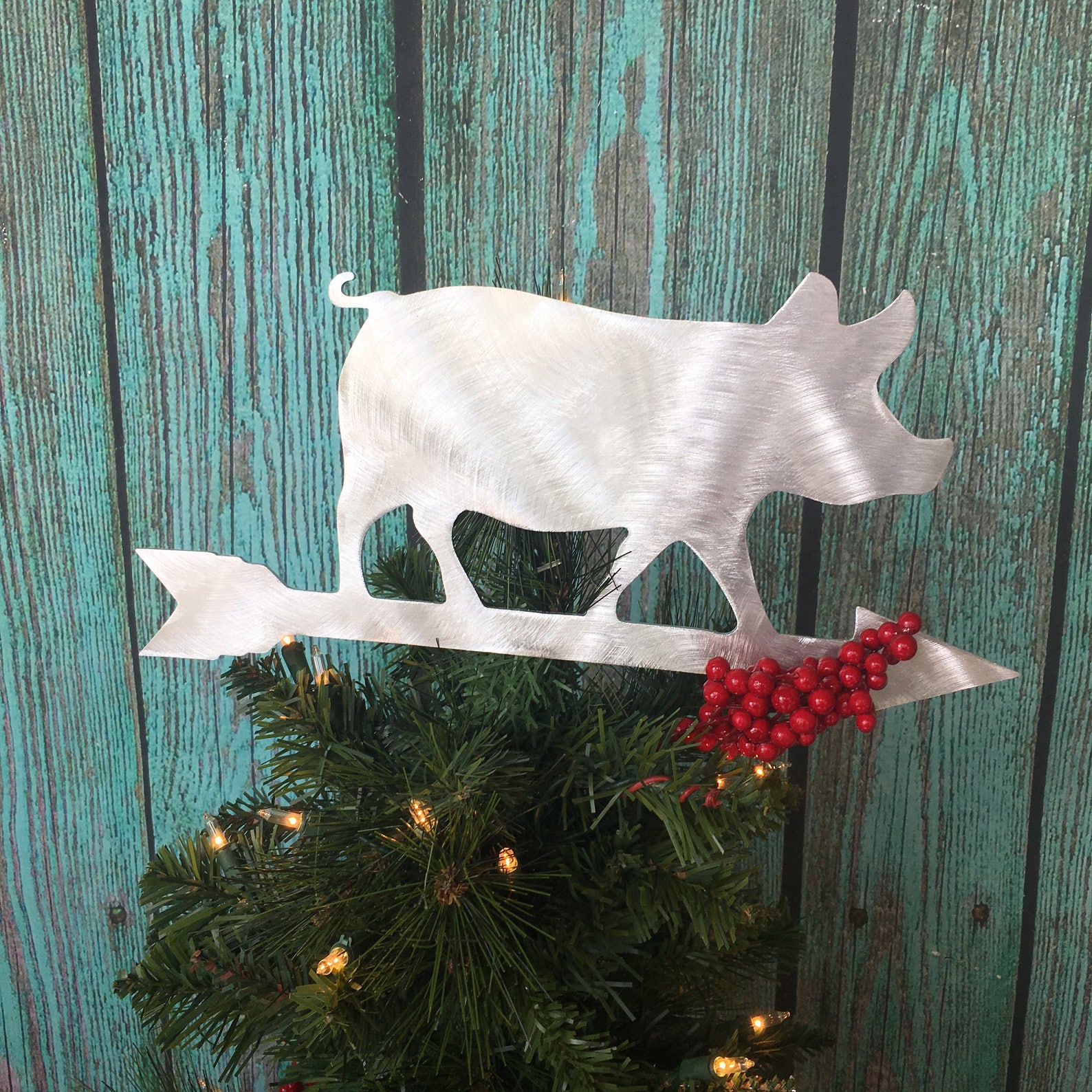 Weathervane Pig, Christmas Tree Topper, Wreath Decoration, Holiday ...