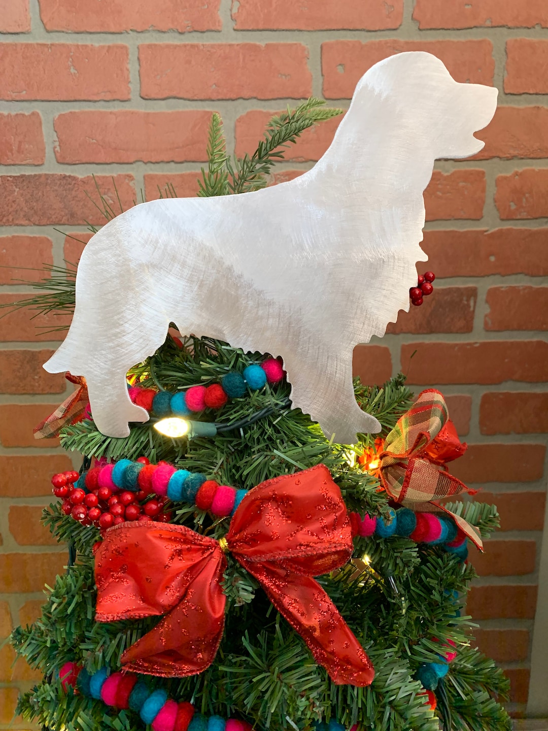 Golden Retriever, Dog Tree Topper, Holiday Decoration, Wreath ...