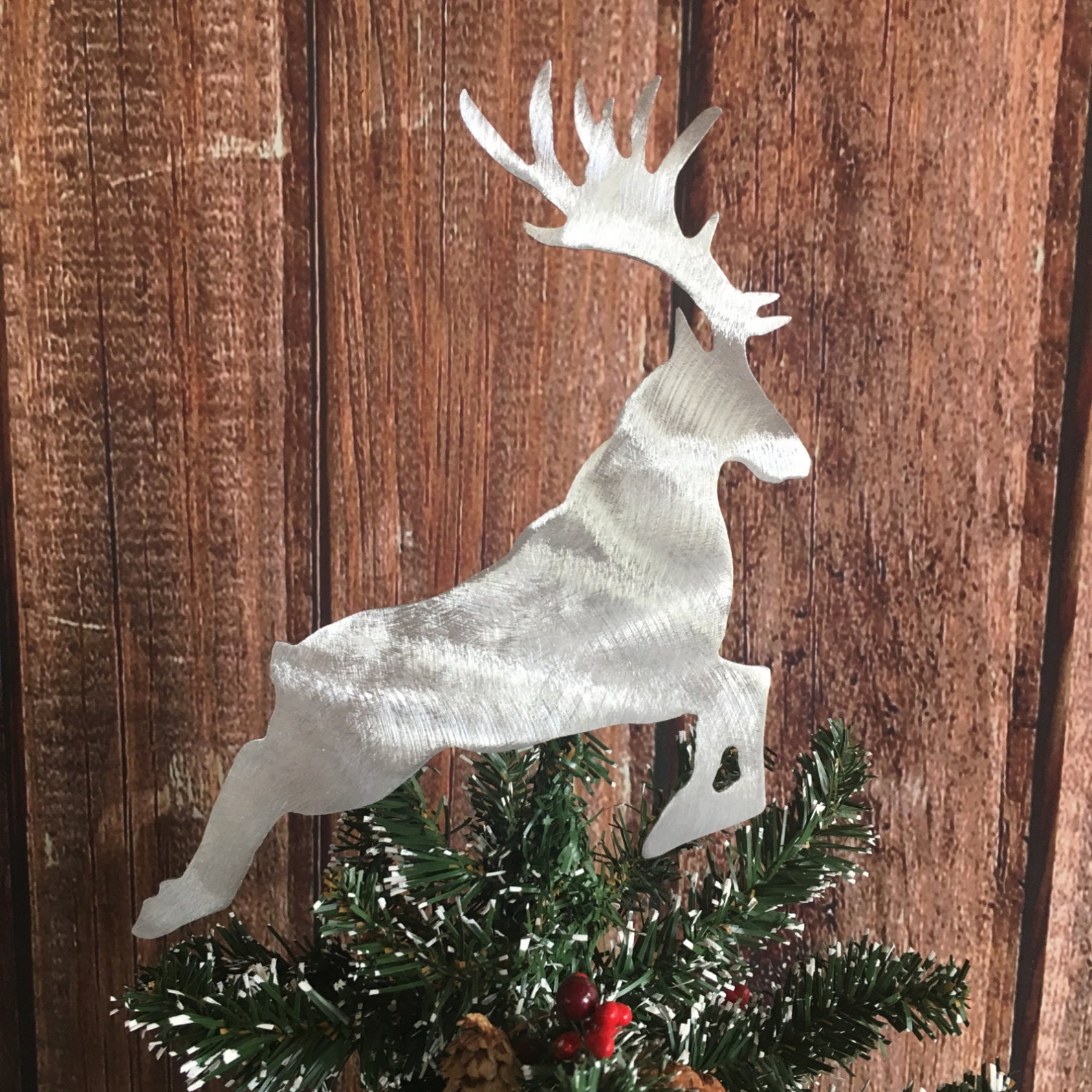 Reindeer, Handcrafted, Metal, Tree Topper, Holiday Decoration, Wreath ...