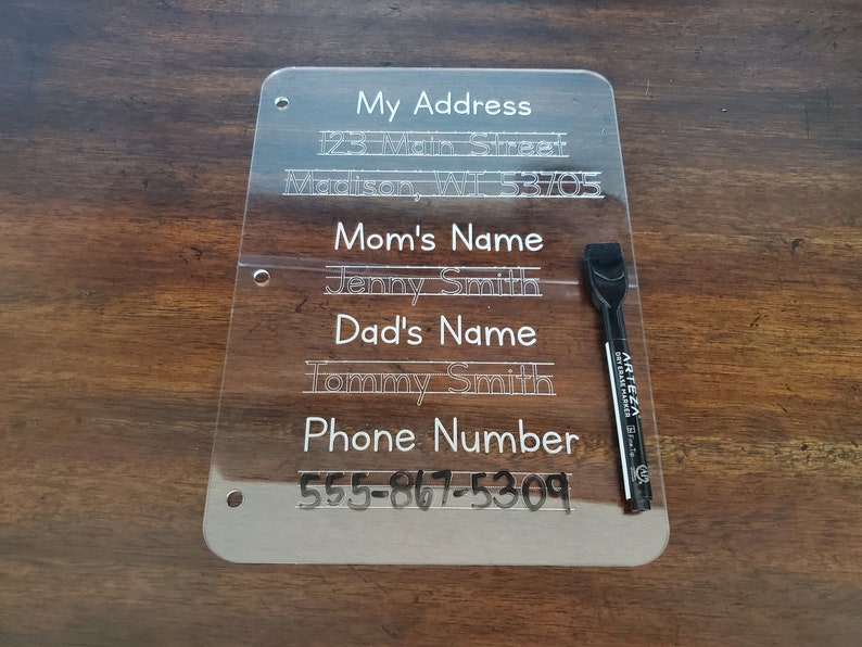 LEARN MY ADDRESS Tracing Board Child's Informational | Etsy