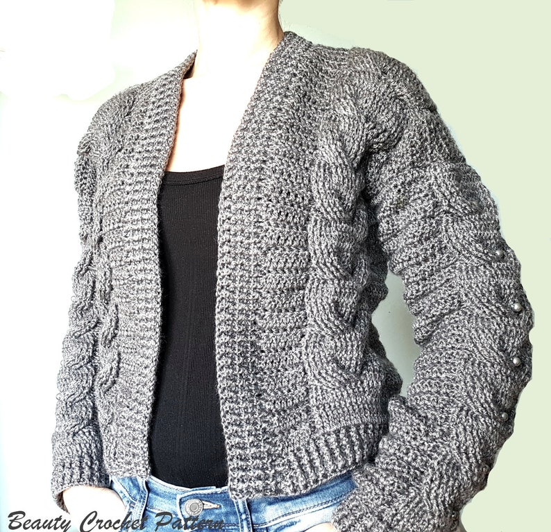 Crochet Cable Cardigan Pattern, Cardigan Open, Cardigan Sweater Crochet ...