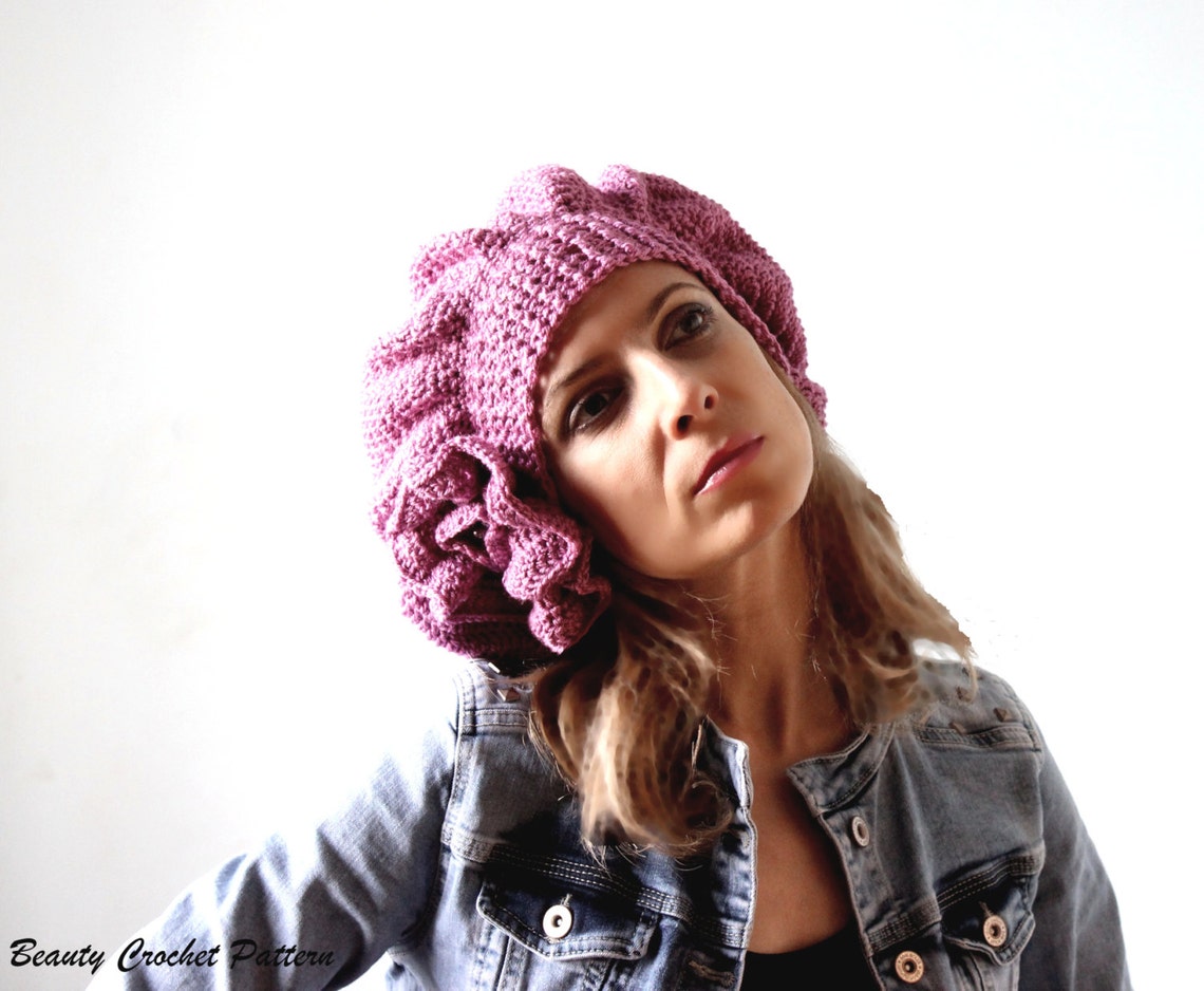 Crochet Pattern Beret "paris", Crochet Slouchy Hat Pattern, French ...