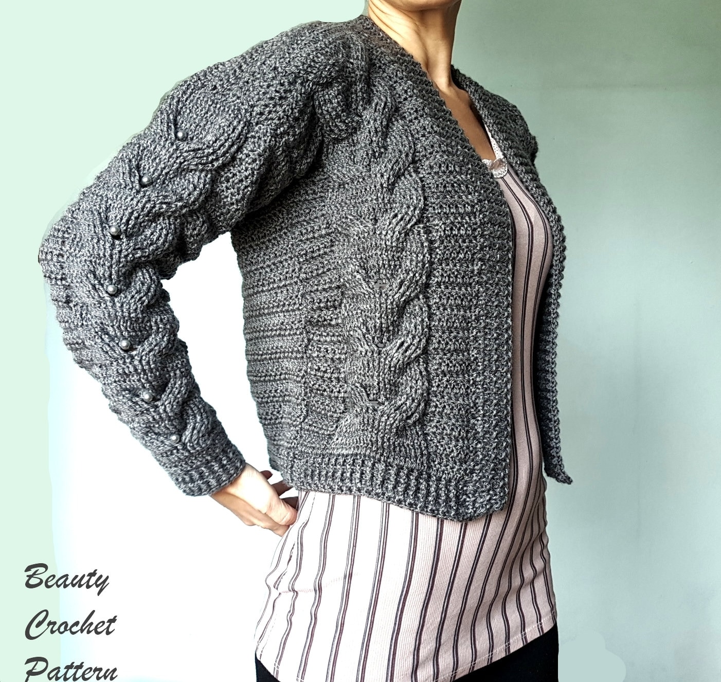 Crochet Cable Cardigan Pattern, Cardigan Open, Cardigan Sweater Crochet ...