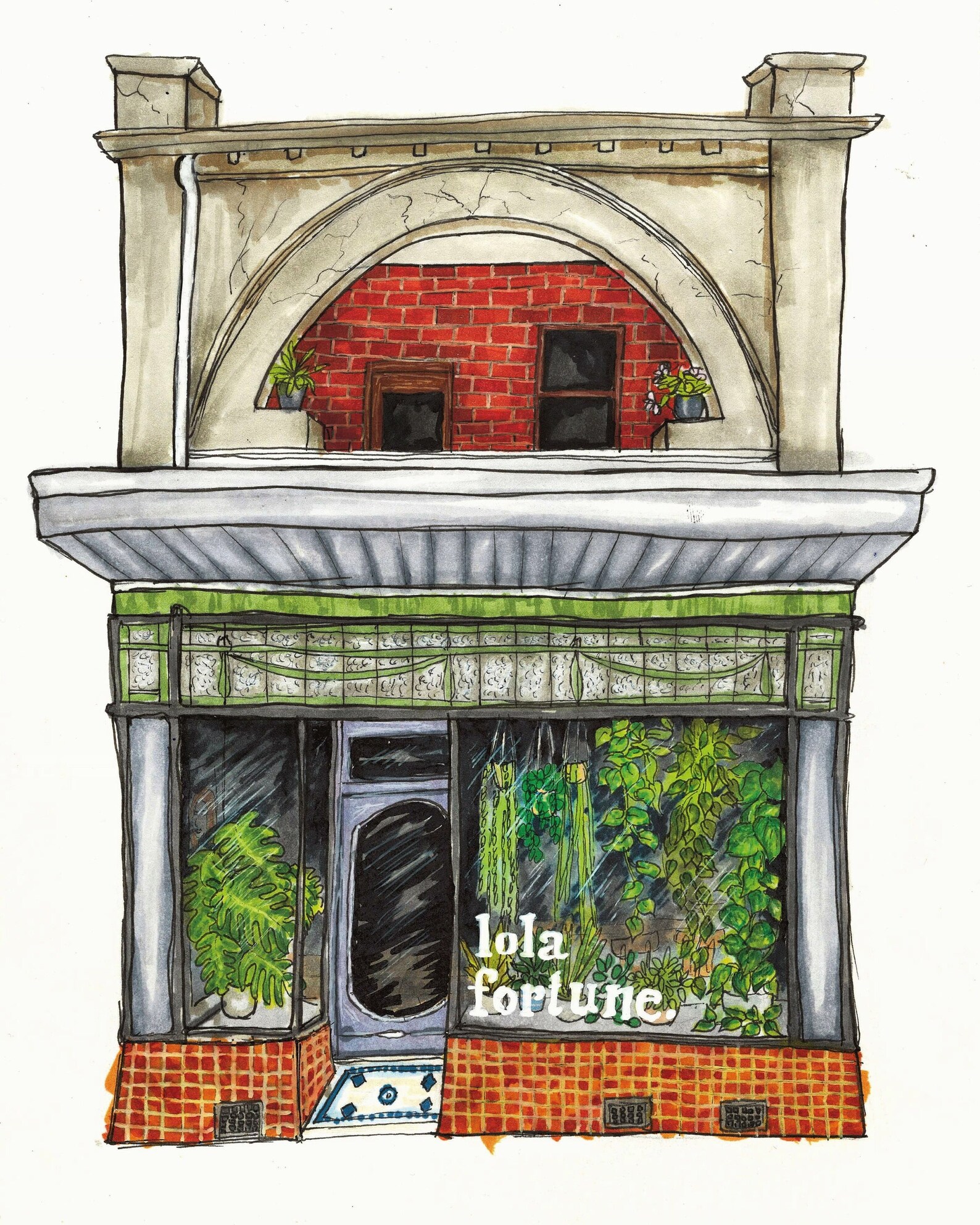 Custom House or Storefront Portrait, Hand Drawn Architectural Drawing ...