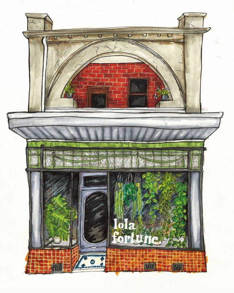Custom House or Storefront Portrait, Hand Drawn Architectural Drawing ...