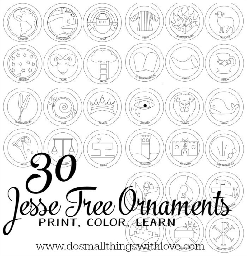 Jesse Tree Ornaments Coloring Sketch Coloring Page