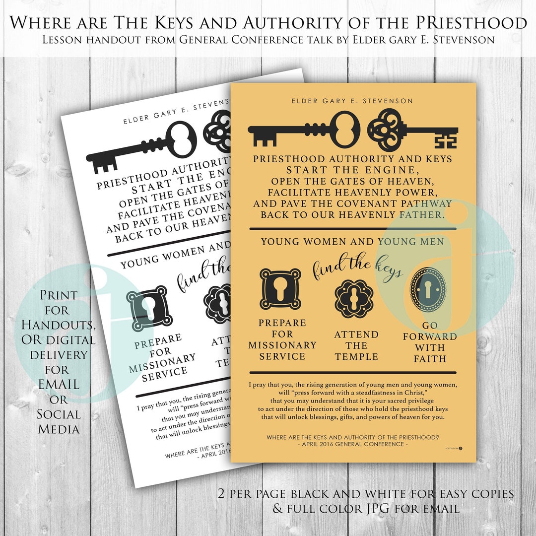 Priesthood Keys Handout: Conference Talk Printable (digital Download ...