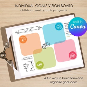 Children's Vision Board Poster: Goal Setting Template (canva Editable ...