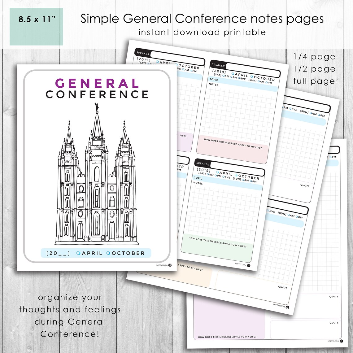 Simple General Conference Worksheets Notebook Notes Journal Workbook ...