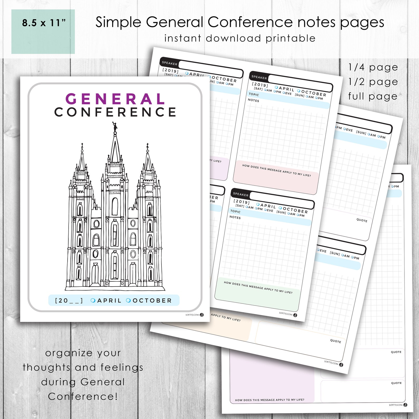 Simple General Conference Worksheets Notebook Notes Journal Workbook ...