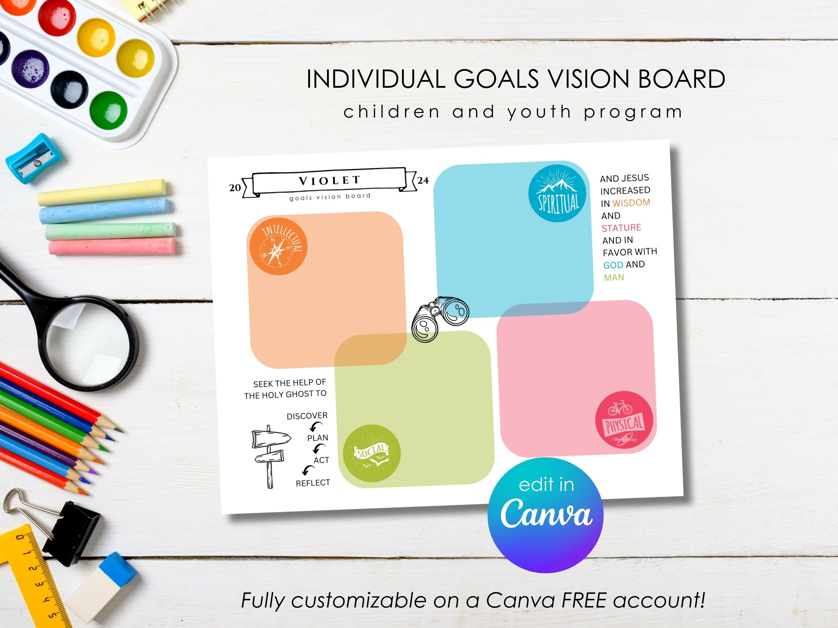 Children's Vision Board Poster: Goal Setting Template (canva Editable ...