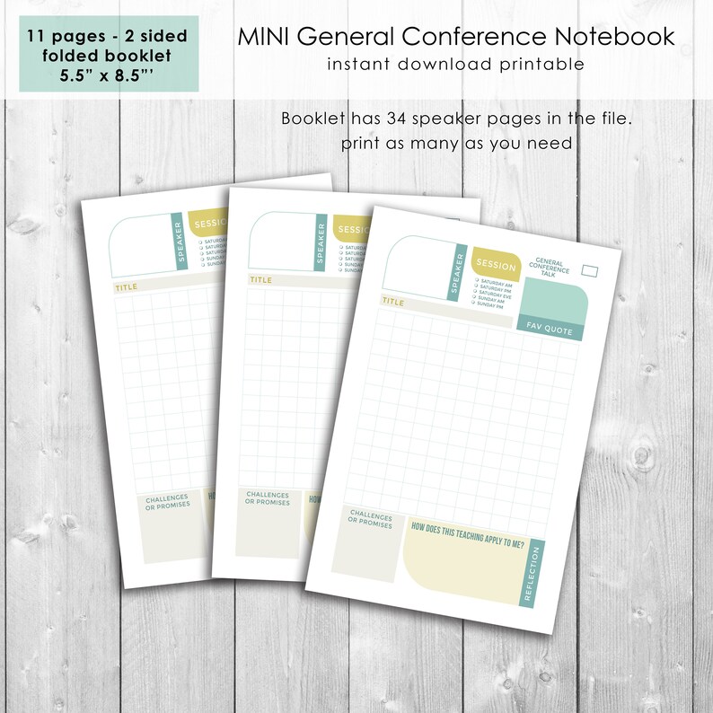 MINI General Conference Notebook Journal Workbook Notes | Etsy