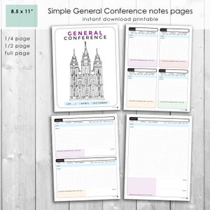 Simple General Conference Worksheets Notebook Notes Journal Workbook ...