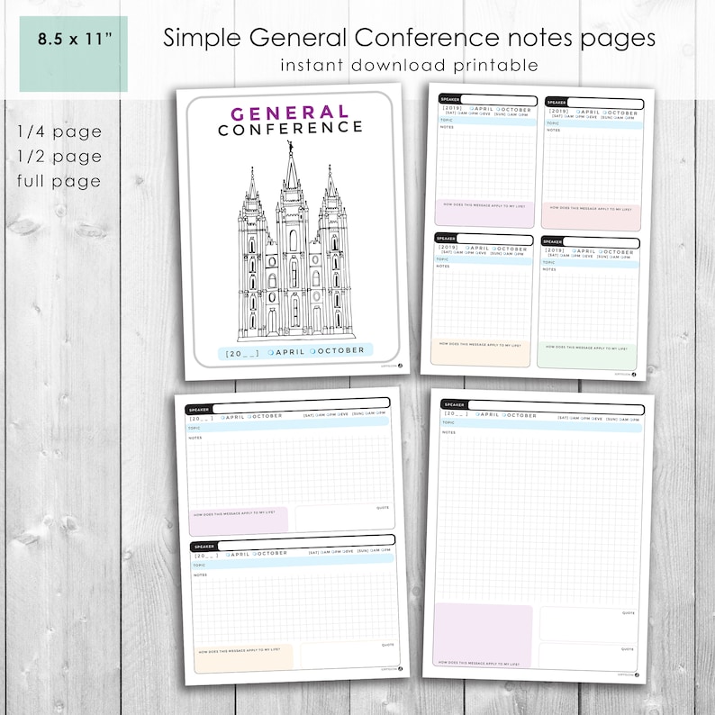 Simple General Conference Worksheets Notebook Notes Journal | Etsy