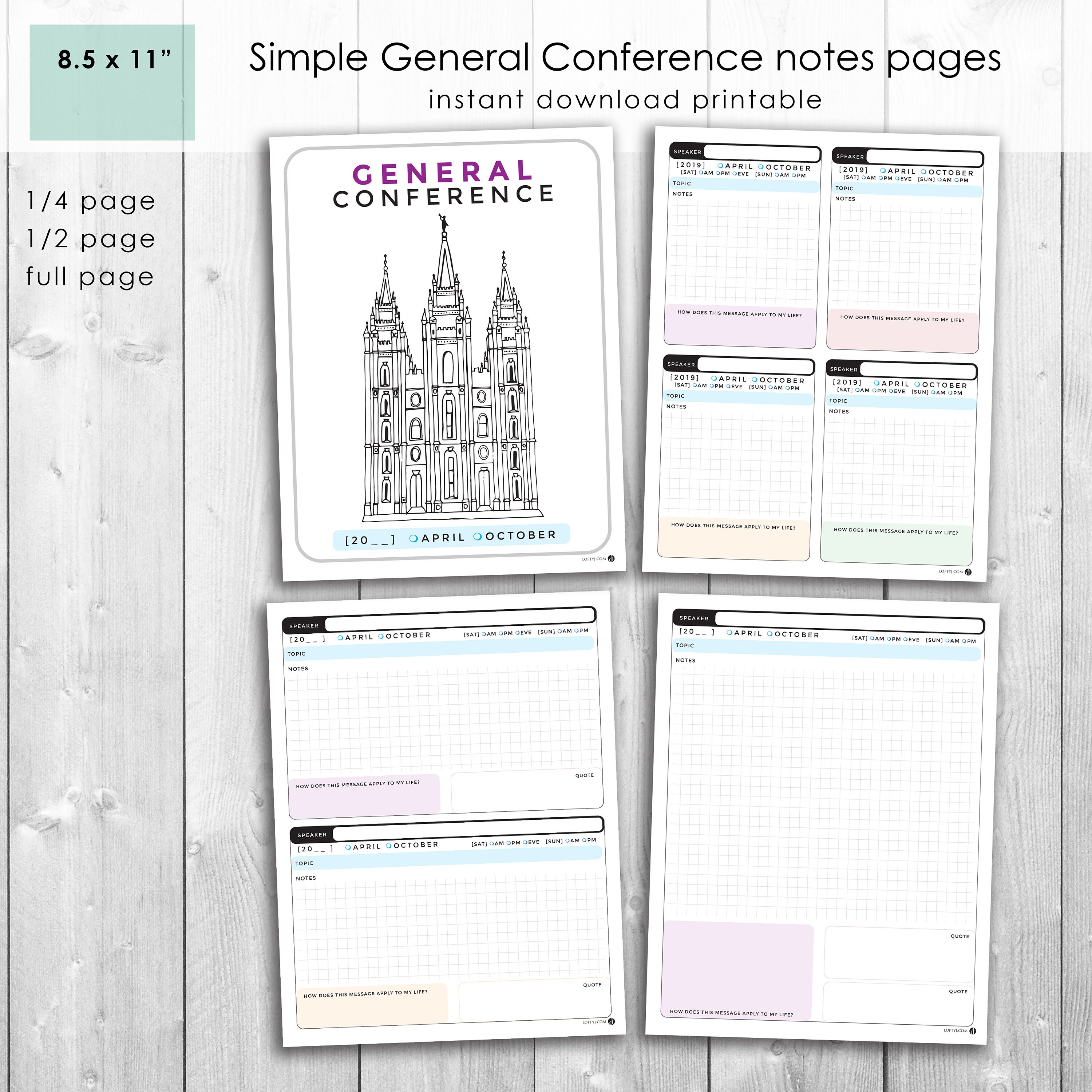 Simple General Conference Worksheets Notebook Notes Journal Workbook ...