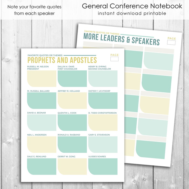 General Conference Notebook Journal Workbook Notes Printable | Etsy
