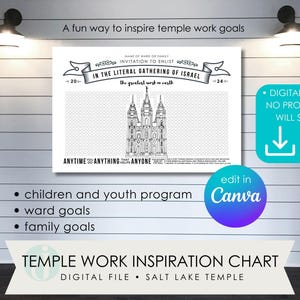 Salt Lake Temple Work Chart: Family History Goal (digital PDF) - Etsy