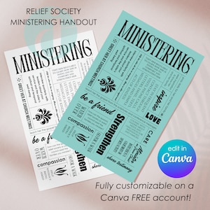 Ministering Handout: Relief Society Printable Card (canva Template) - Etsy