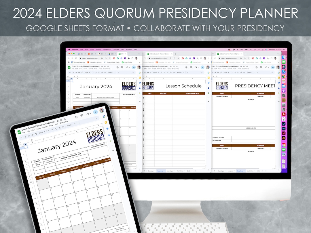 2024 Elders Quorum Presidency Planner: Google Sheets (digital Download ...