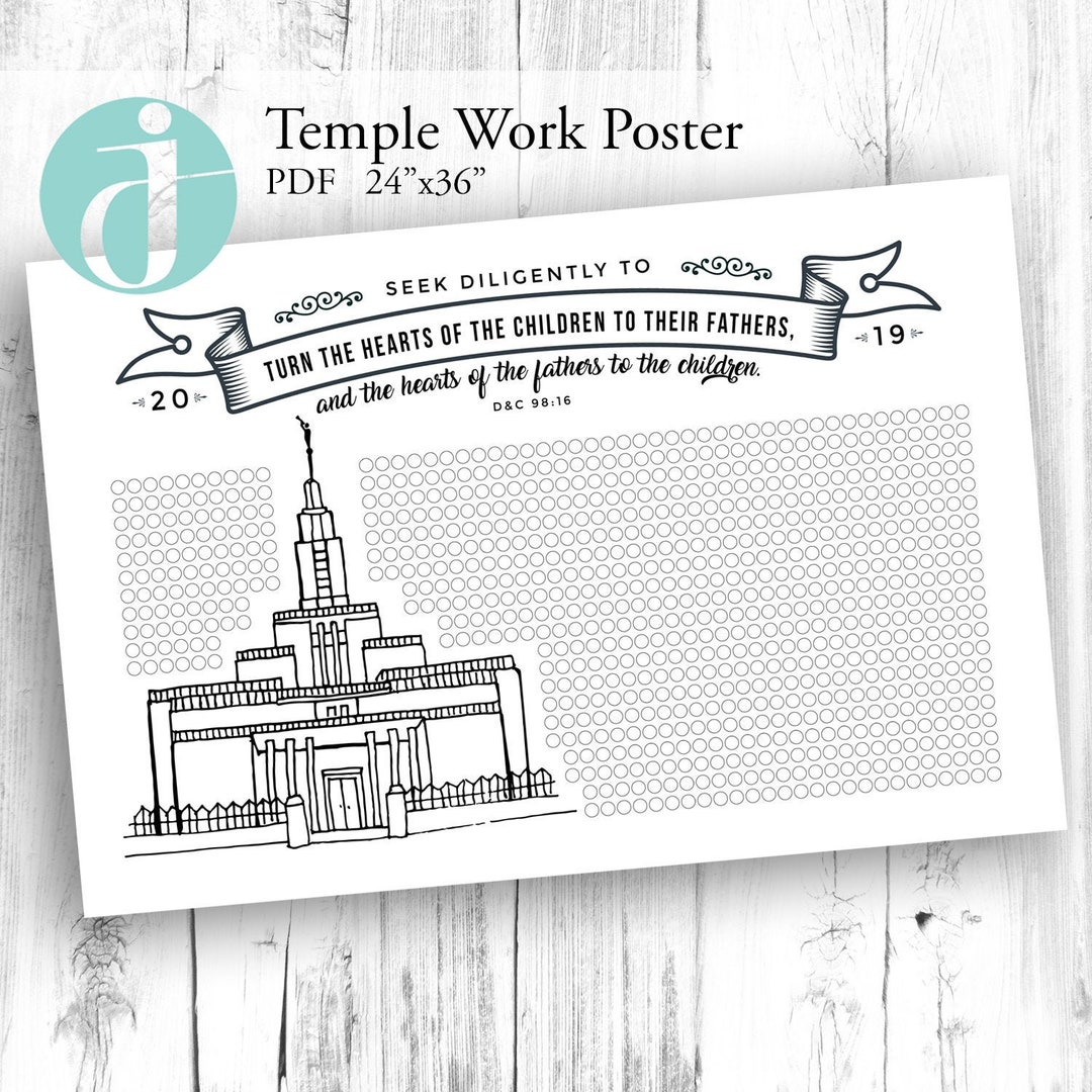 Draper Temple Work Poster PDF chart for your family or ward Family ...