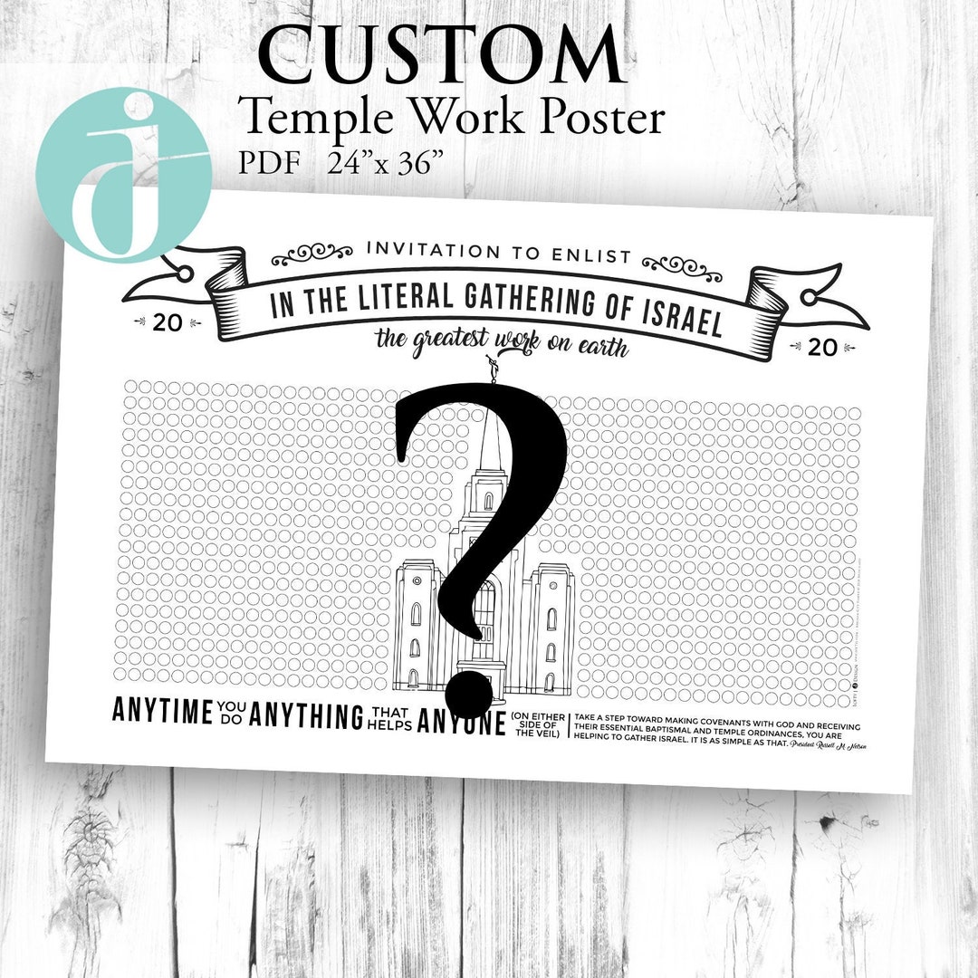 Custom Temple Work Poster Chart for Your Family or Ward PDF Family ...