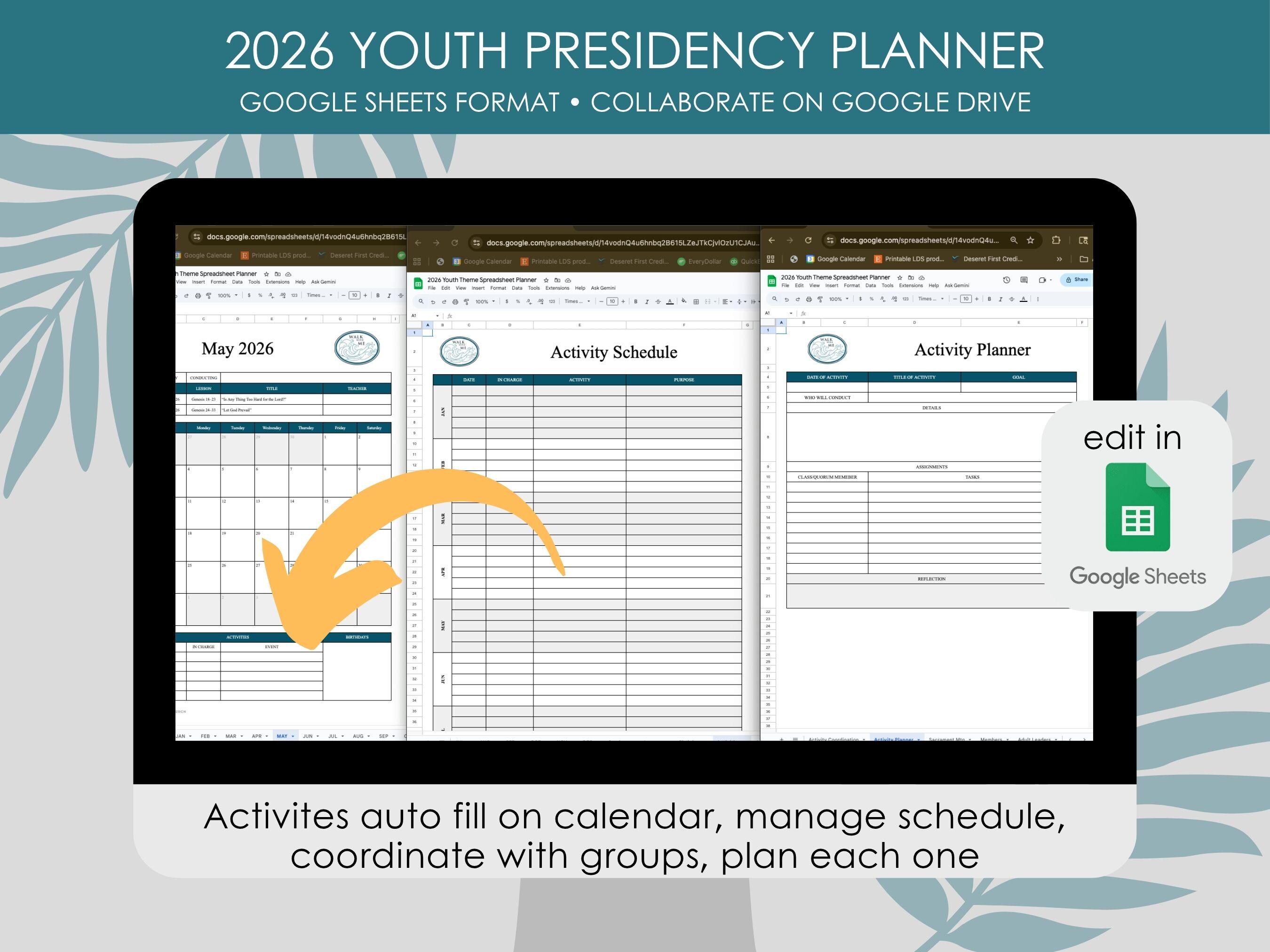 2026 Youth Theme Planner: Calendars, Meetings, Activities (google ...