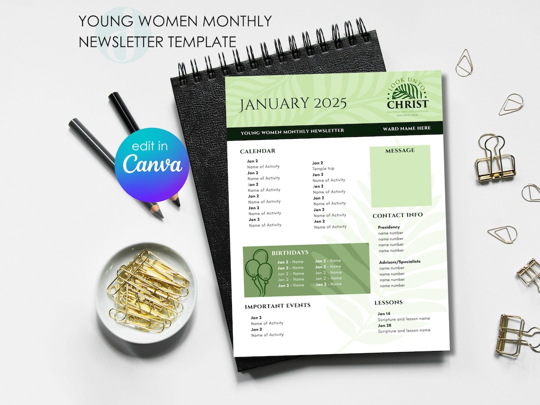 2025 Youth Theme NEWSLETTER TEMPLATE Look Unto Christ Young Women Men ...