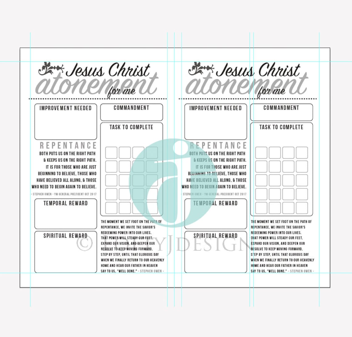 Jesus Christ Atonement Worksheet - Repentance Guide (PDF) - Etsy