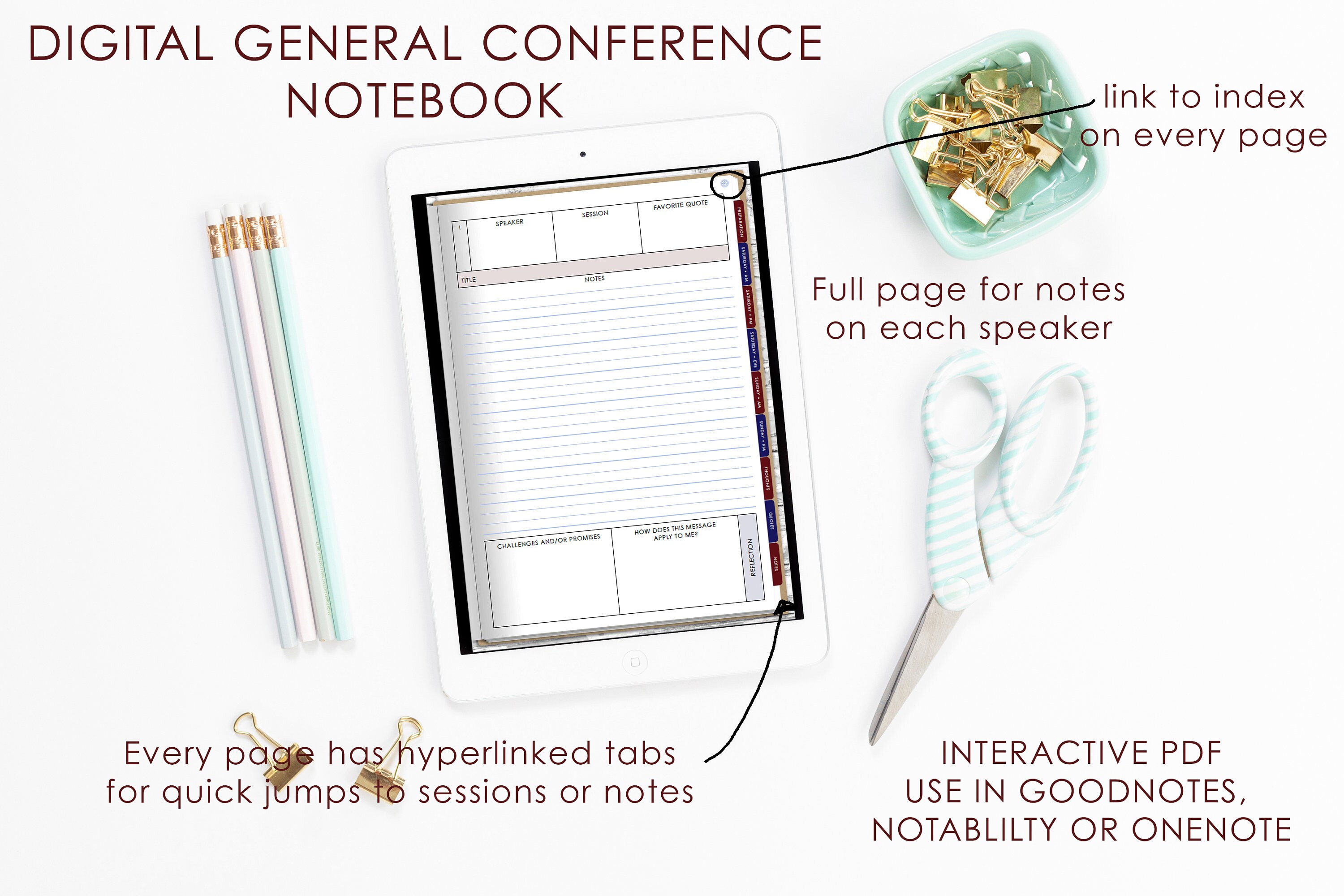 Digital General Conference Notebook Journal Workbook Notes for | Etsy
