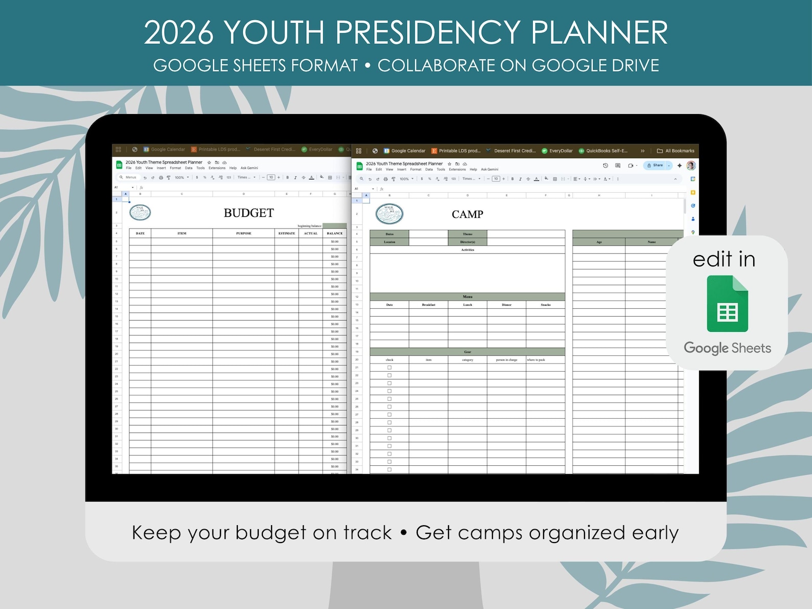 2026 Youth Theme Planner: Calendars, Meetings, Activities (google ...
