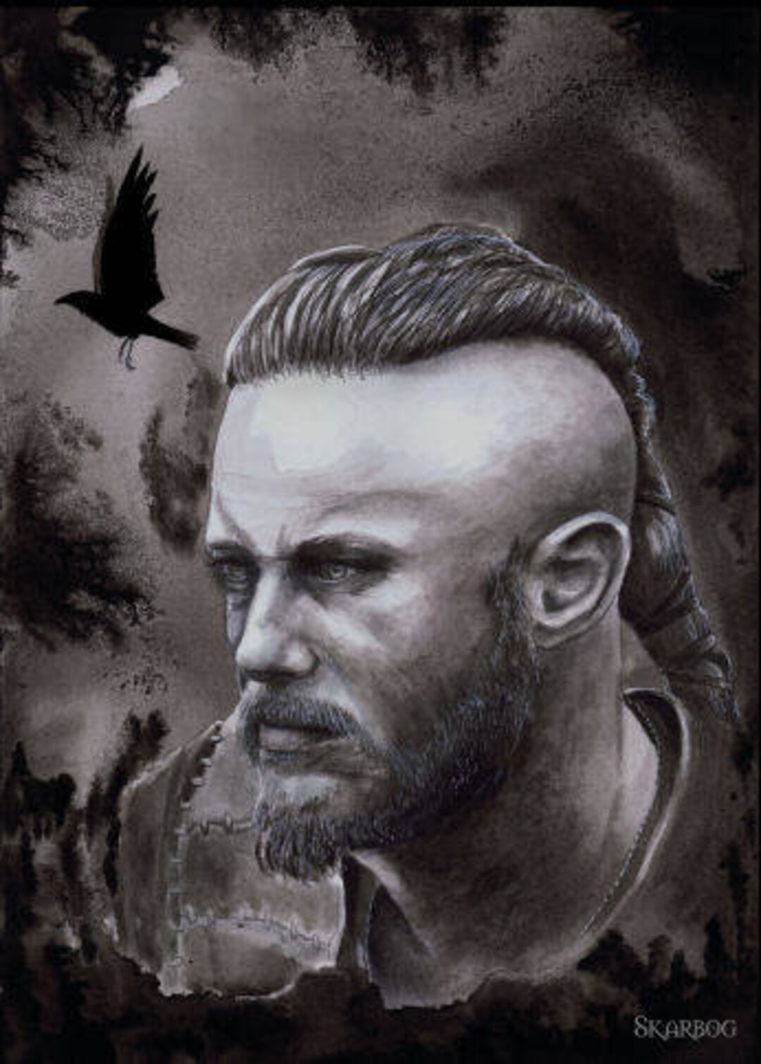 Vikings tarjeta floki o ragnar guerrero / árbol de la vida y cuervo ...