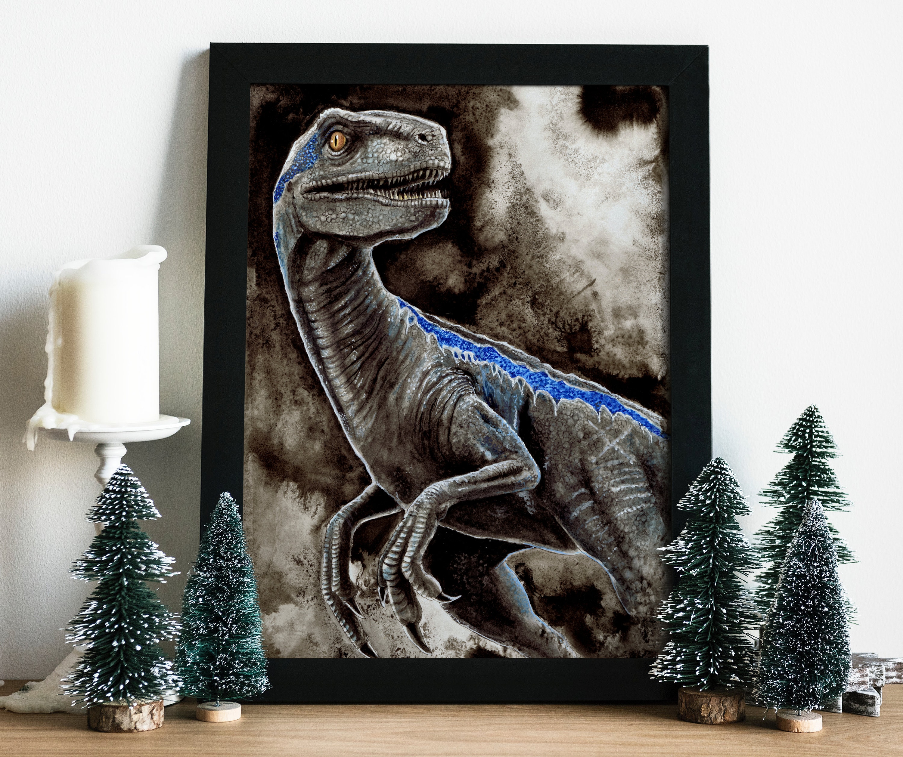 Prints Giclée Clever girl mosasaurus dimetrodon brachiosaurus ...