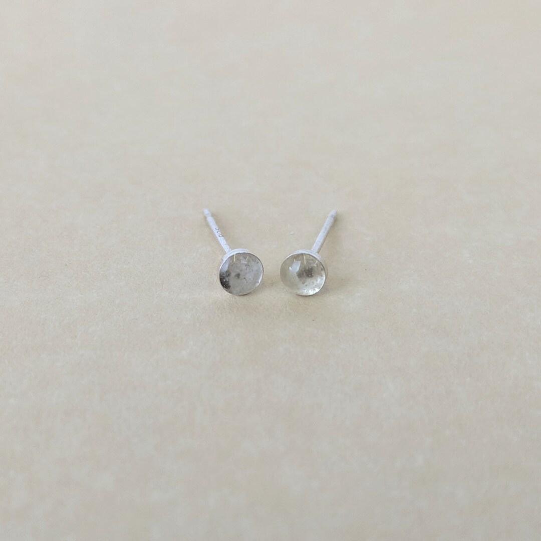 Dainty Moon Dust Hand Blown Stud Earrings 925. Sterling Silver - Etsy