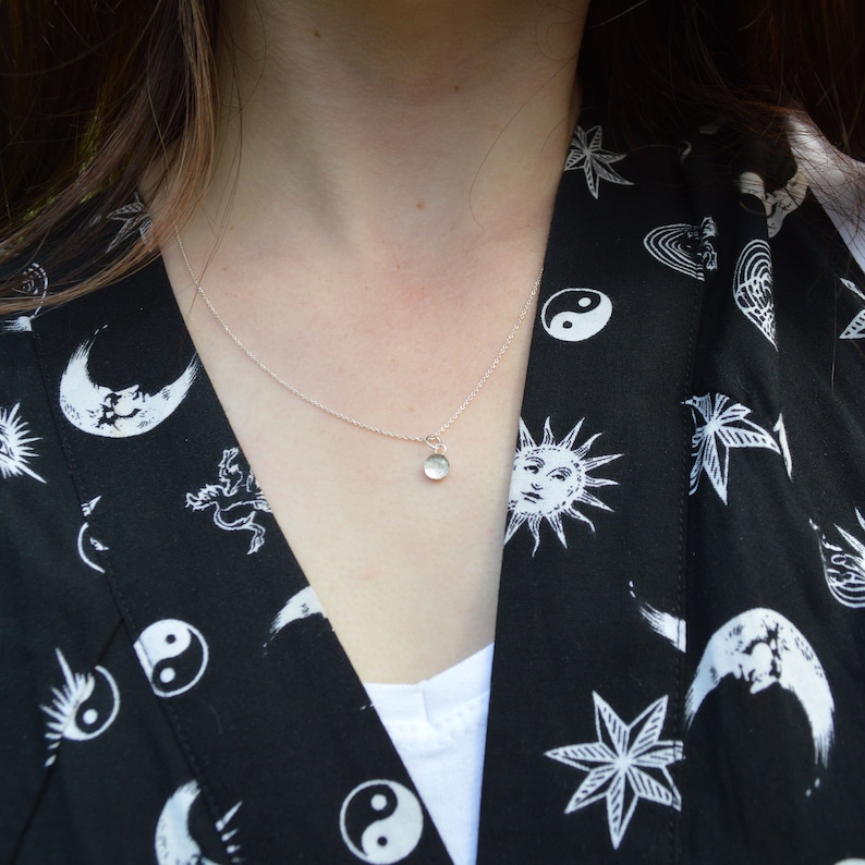 Tiny Moon Dust Hand Blown Necklace 925. Sterling Silver - Etsy