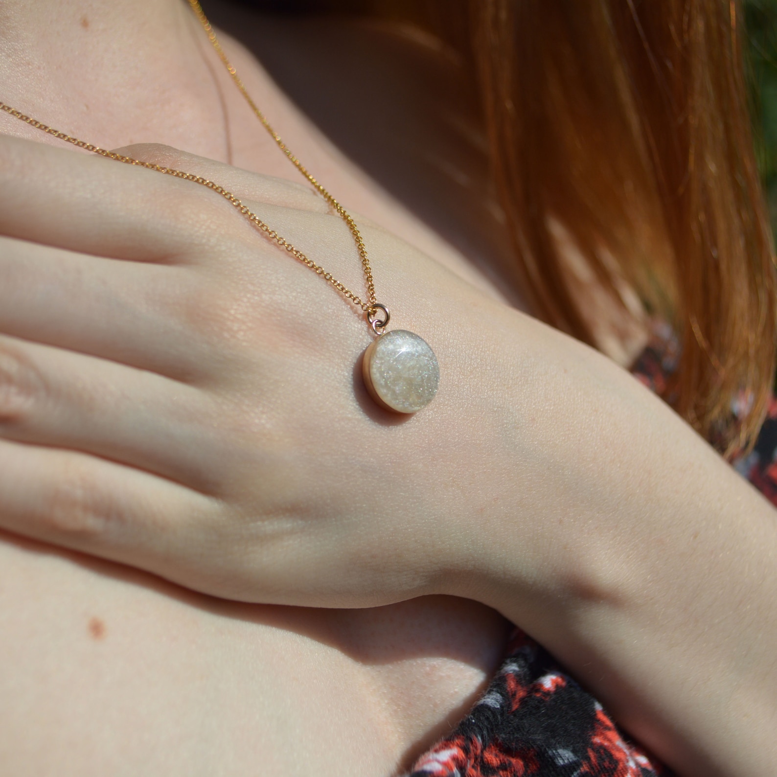 Ashes Cremation Gold Round Necklace | Etsy