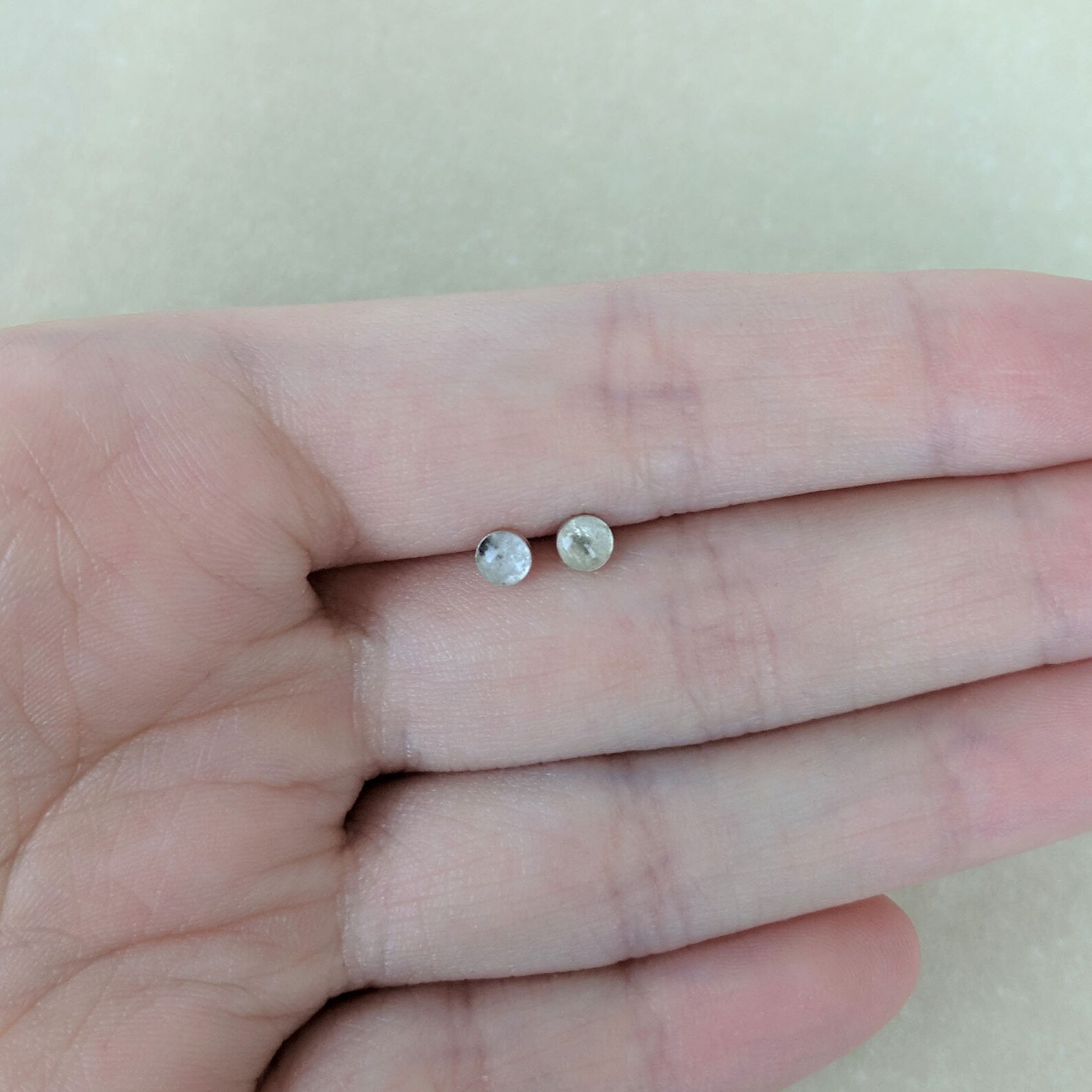 Dainty Moon Dust Hand Blown Stud Earrings 925. Sterling Silver - Etsy UK