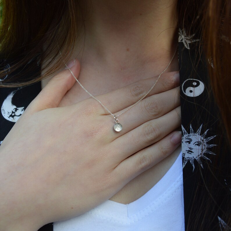 Tiny Moon Dust Hand Blown Necklace 925. Sterling Silver - Etsy