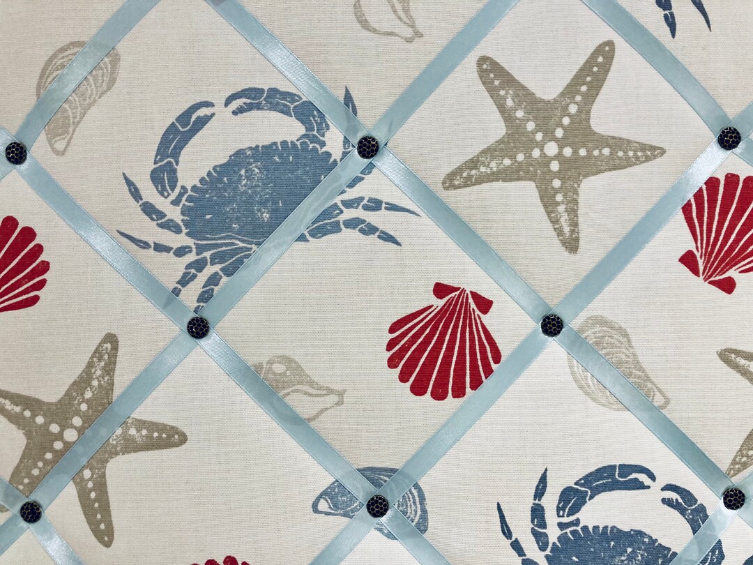 Seaside Shells Fabric Notice Board, Memoboard, Wall Organiser ...