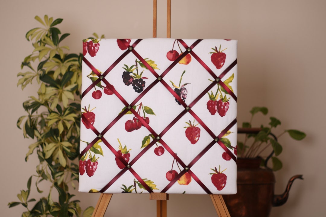 Autumn fruit fabric kitchen recipe board, wall decor, memoboard ...